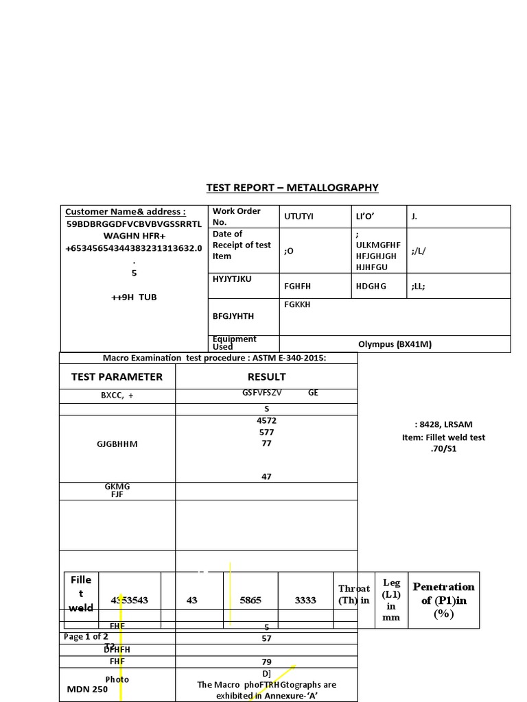 Test Report - Metallography | PDF | Electric Heating | Welding