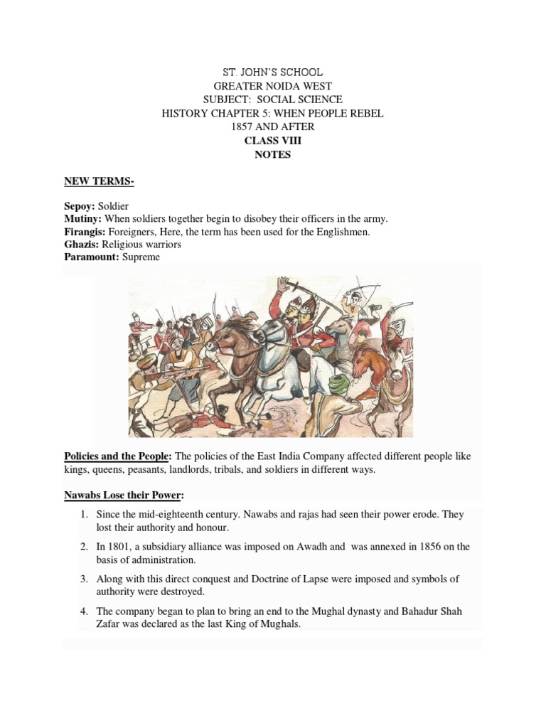 Class 8 Hist Rebel Notes | Download Free PDF | Indian Rebellion Of 1857 ...