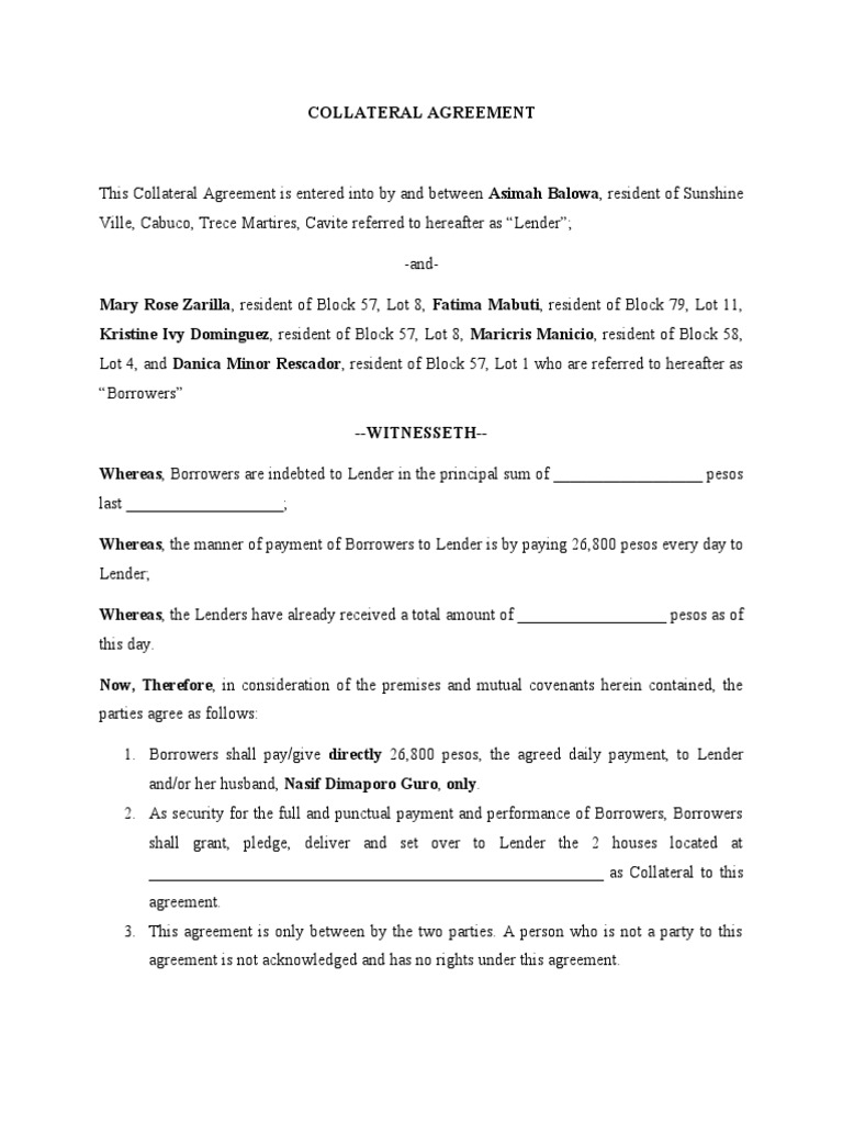 Collateral Agreement Pdf