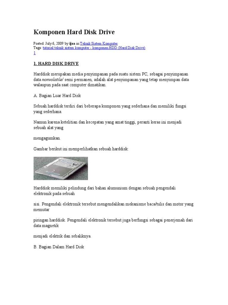 Komponen Hard Disk | PDF