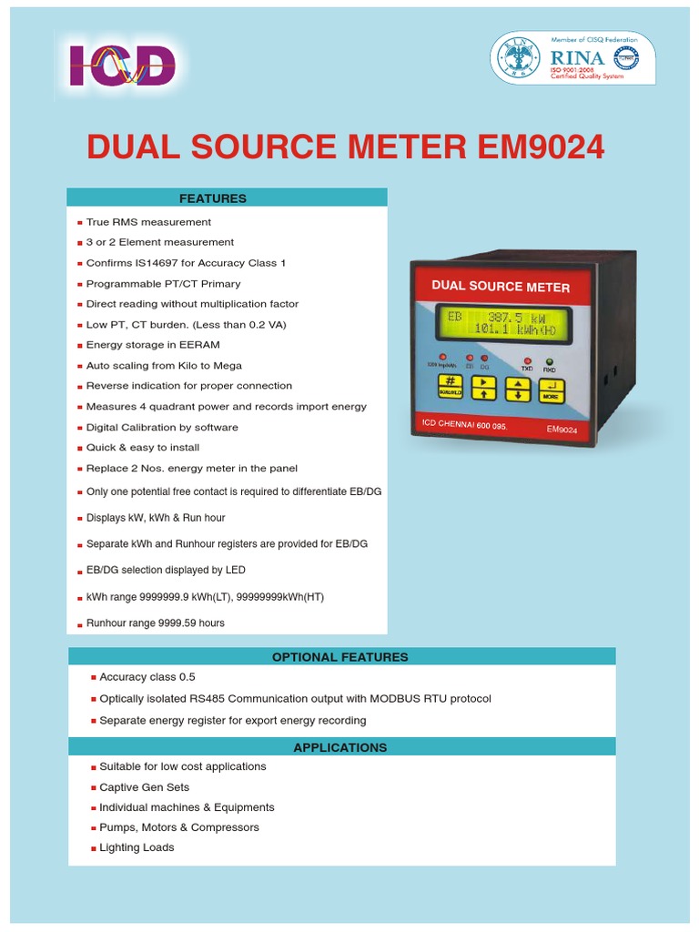 Dual Source Meter EM 9024 | PDF | Liquid Crystal Display | Power (Physics)
