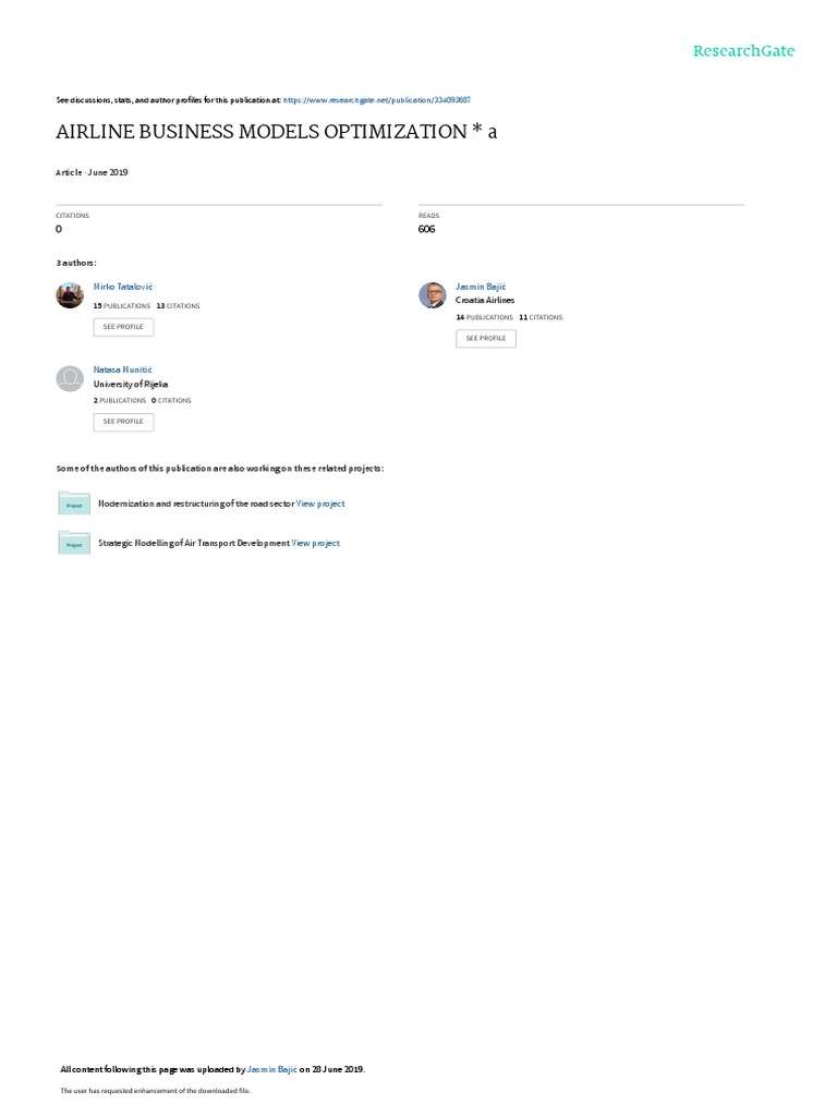 Airline Business Models Optimization A: June 2019 | PDF | Airlines ...