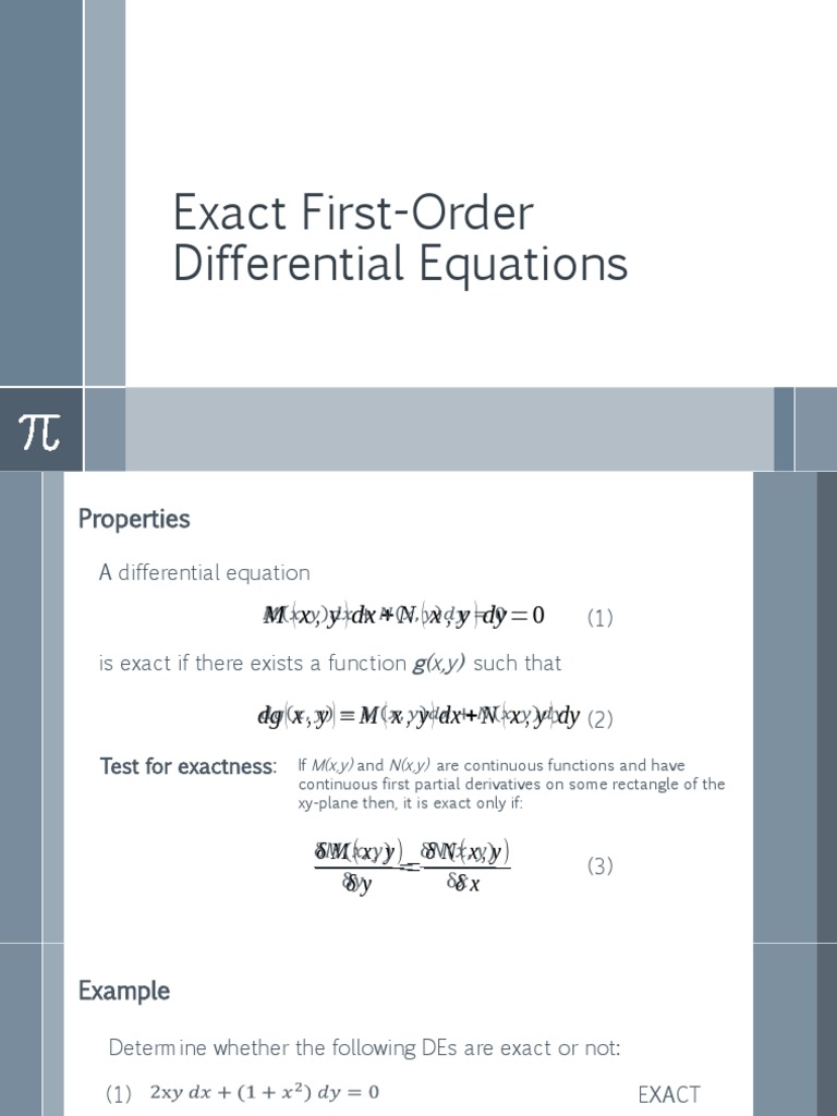 002 - Exact First Order DE | PDF | Differential Equations | Equations