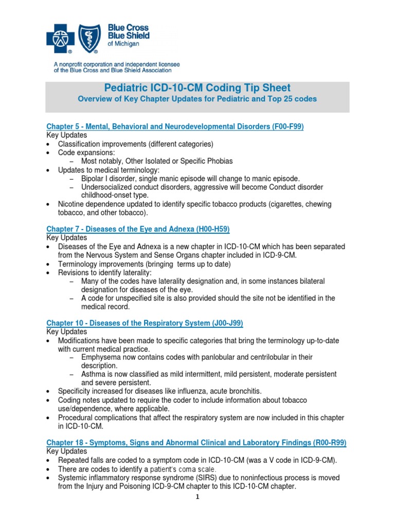 Pediatric ICD-10-CM Coding Tip Sheet | PDF | Vaccination | Health Sciences