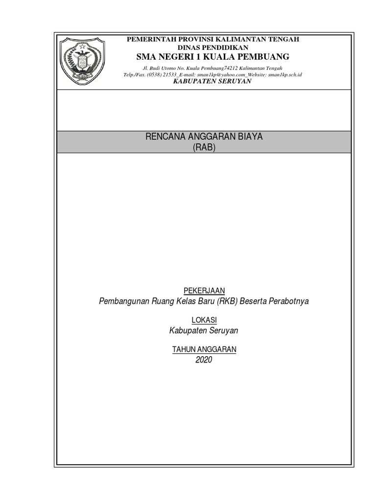 RAB RKB SMA 1 Kuala Pembuang 2020 2 Ruang V1.0 | PDF
