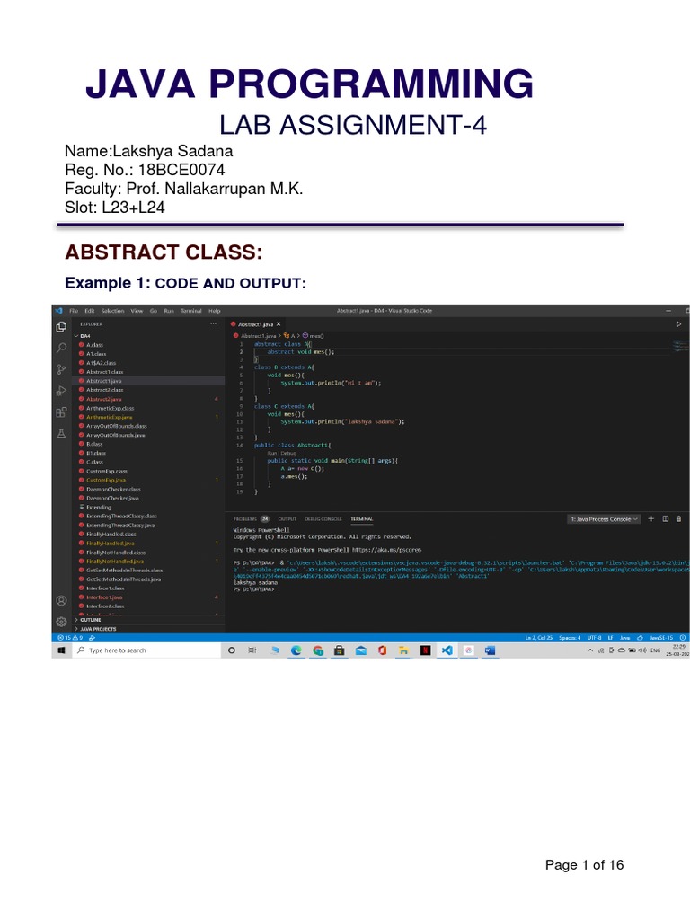 Java Programming: Lab Assignment-4 | PDF | Teaching Methods & Materials ...