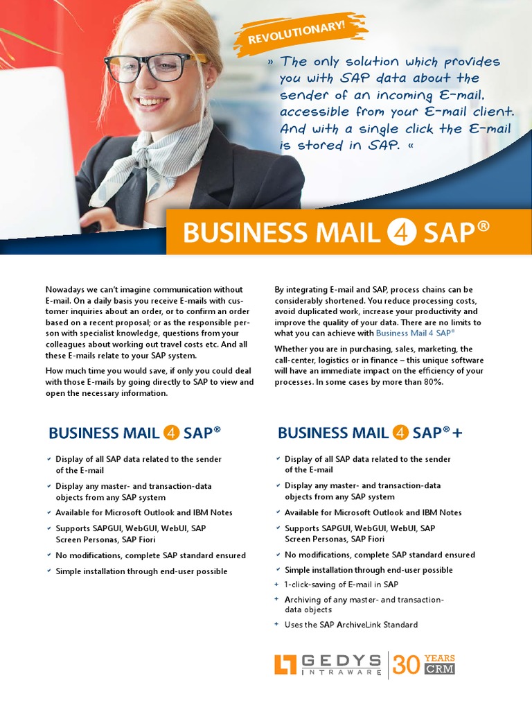 Flyer BusinessMail 4 SAP SAP-und-Email GEDYS-IntraWare-English | PDF ...