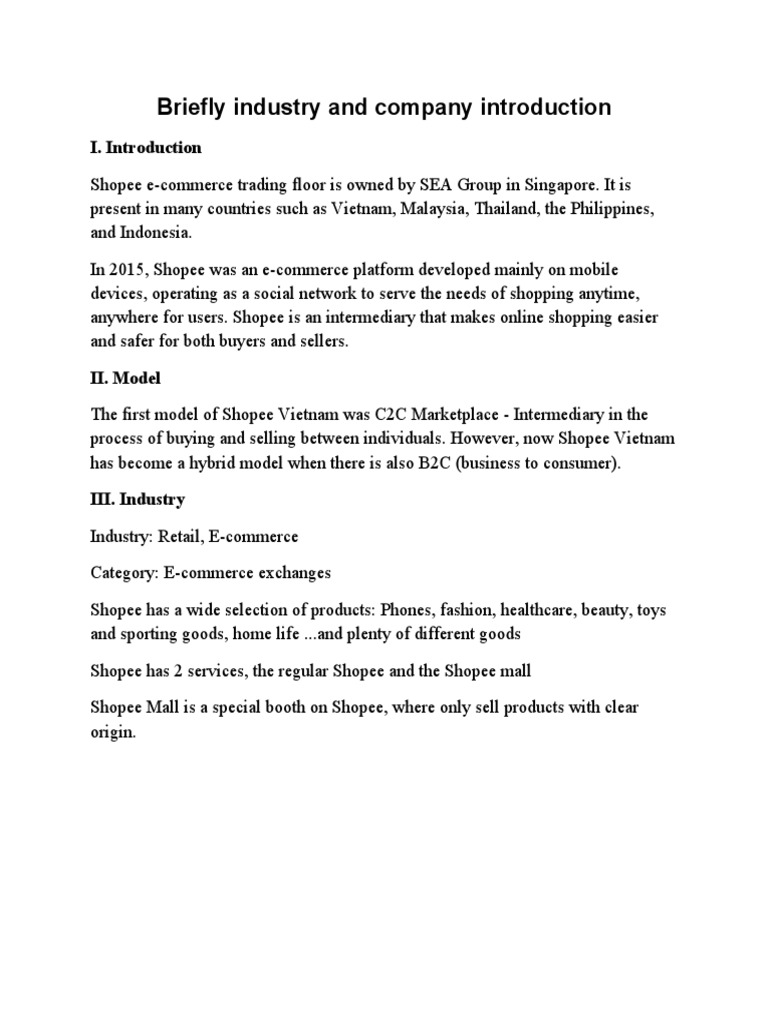 Shopee Introduction | PDF