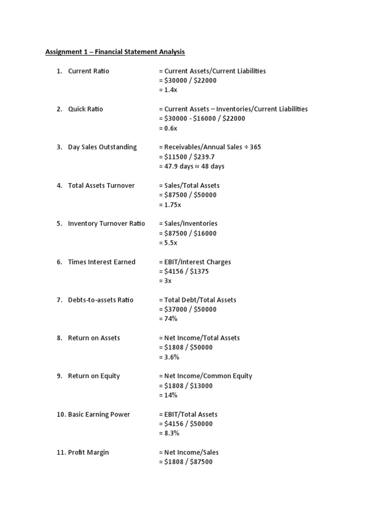 Assignment 1 - Financial Statement Analysis | PDF | Equity (Finance ...