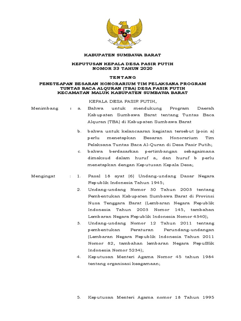 SK Honorarium Tba | PDF