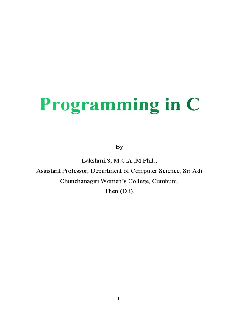 Programming In C Pdf Data Type Integer Computer Science 