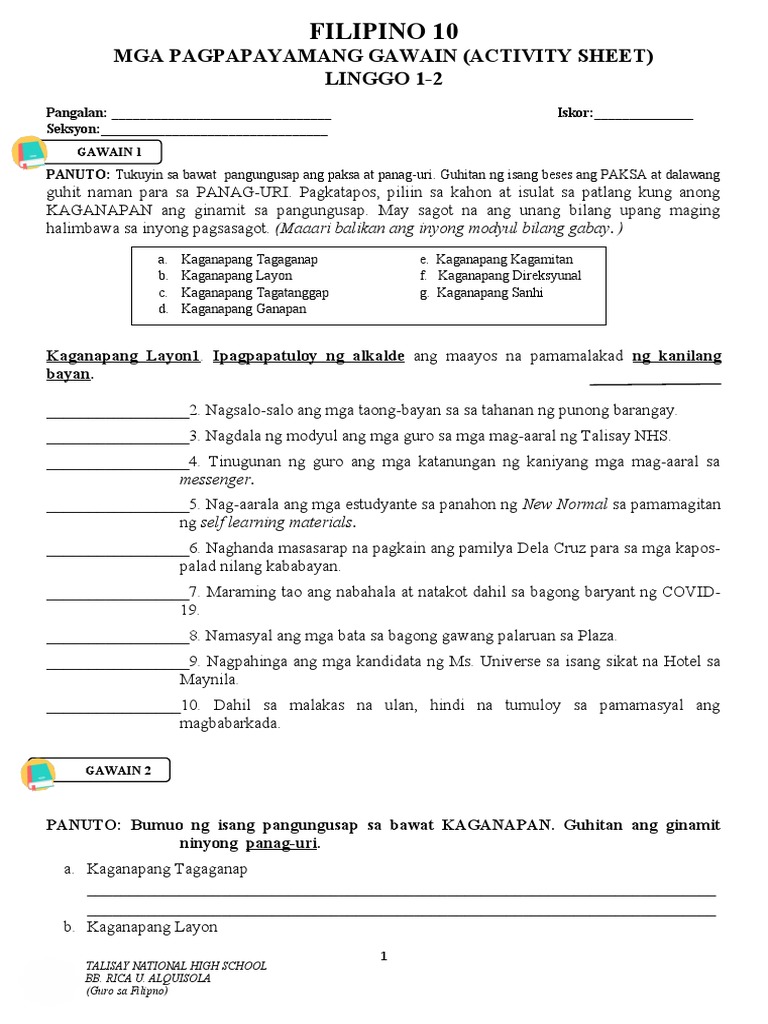 FILIPINO 10 - 1st - 2nd Week (2ND QUARTER) | PDF