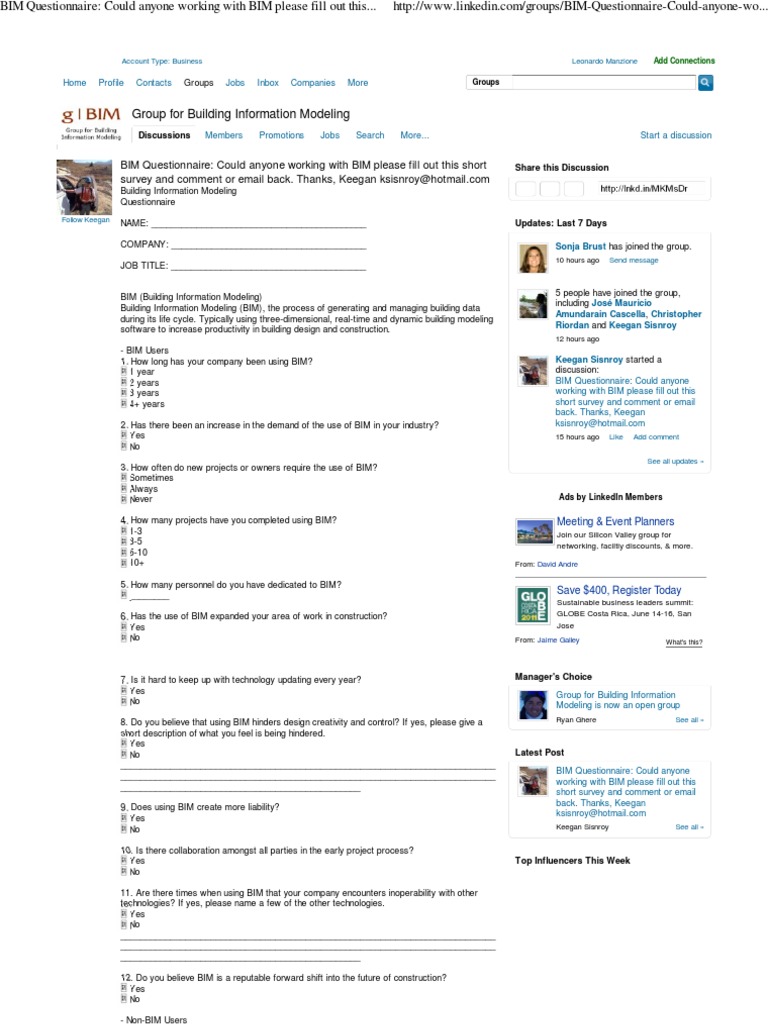 BIM Questionnaire - Could An.. | PDF | Building Information Modeling ...