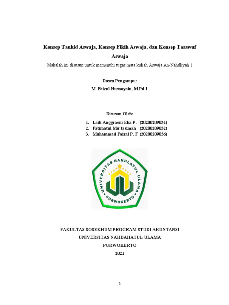 Makalah Konsep Tauhid, Fikih, Dan Tasawuf Aswaja Kel. 4 | PDF