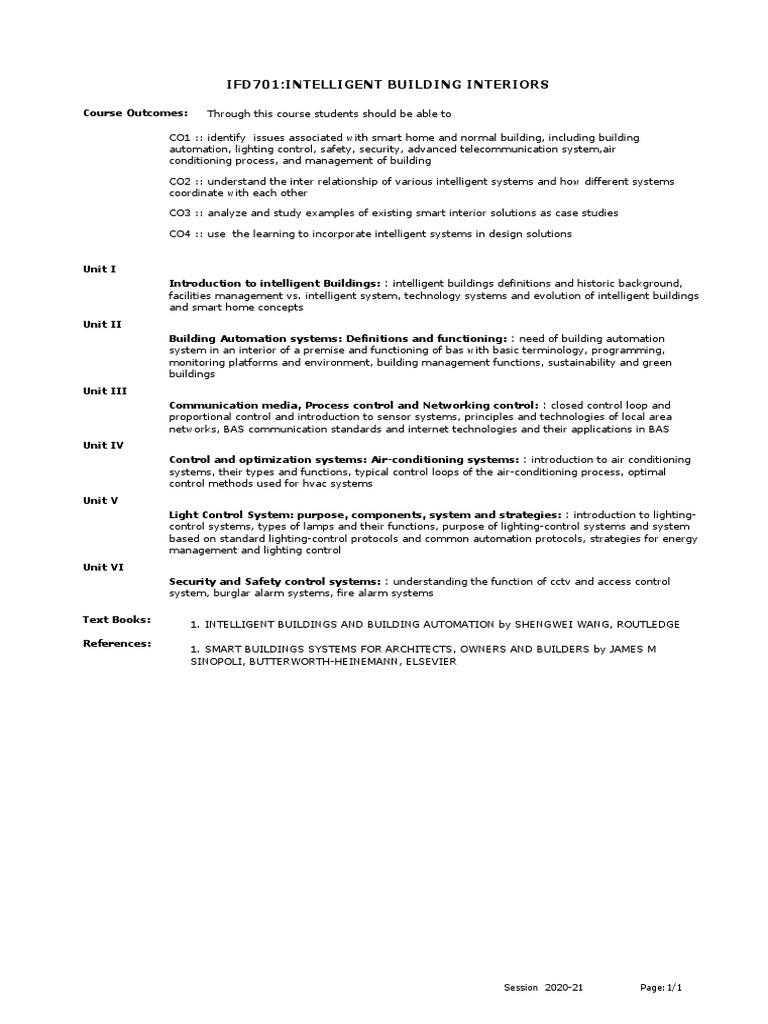 Ifd701 Intelligent Building Interiors | PDF | Building Automation | System