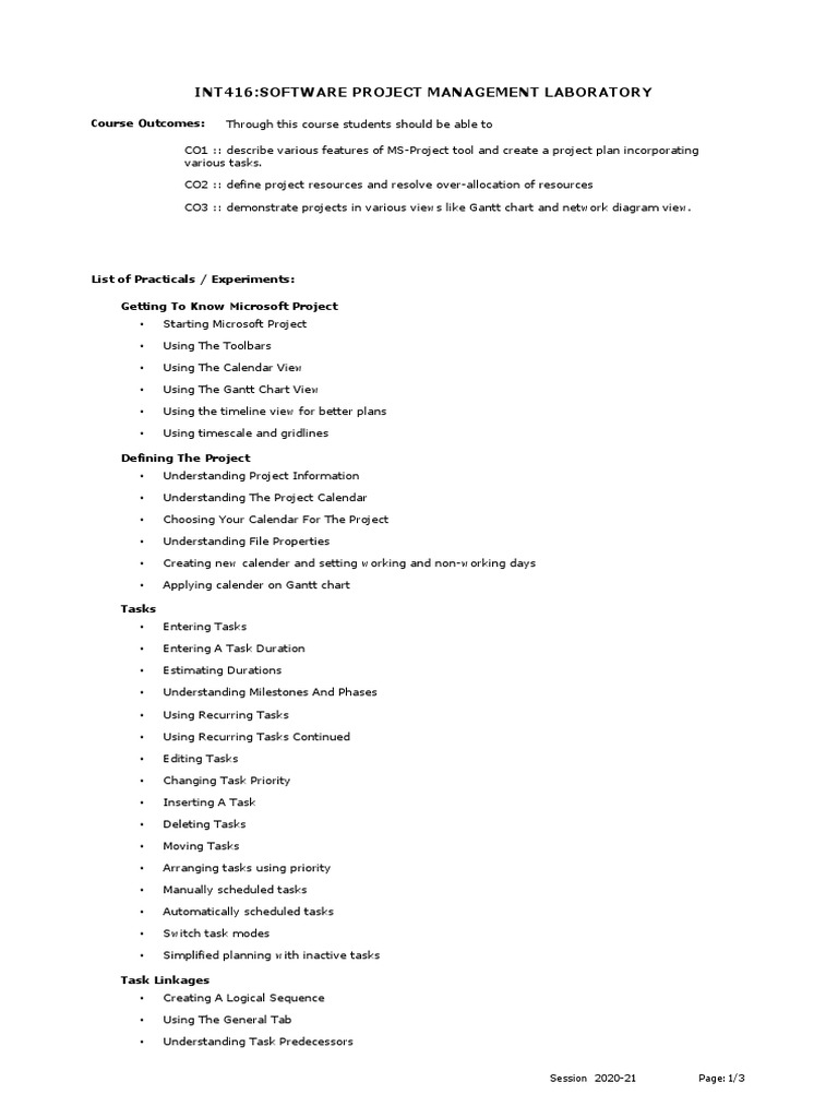 Microsoft Project Management Lab Guide | PDF | Computer Science | Computing