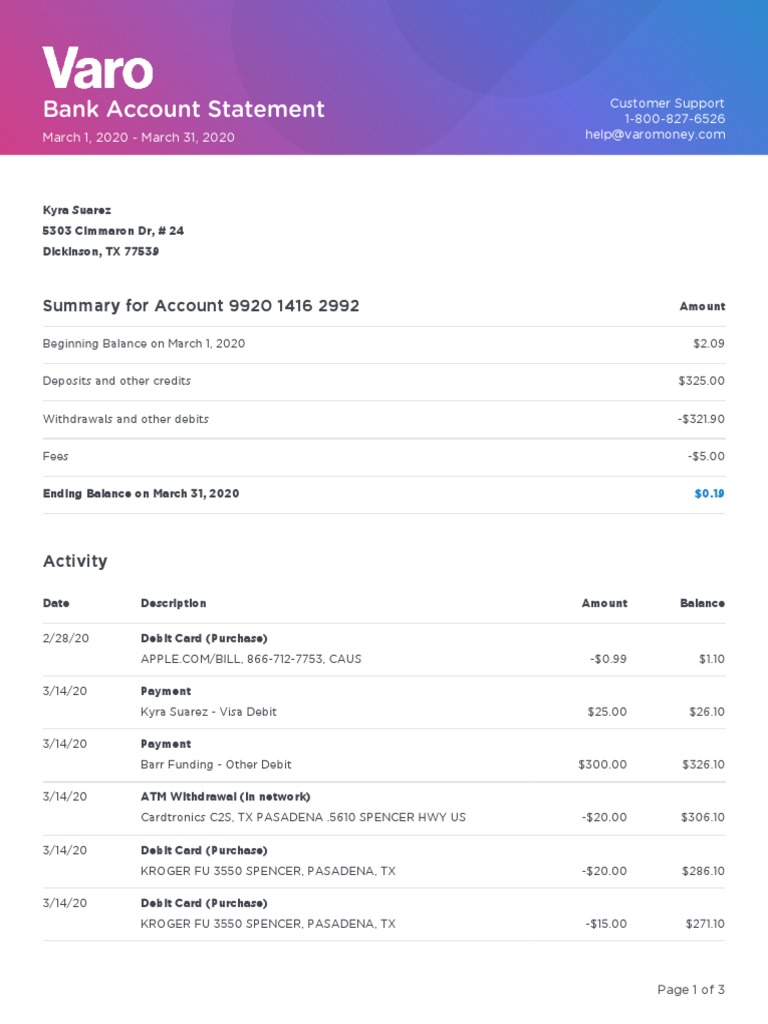 Varo Bank | PDF | Debit Card | Financial Transaction