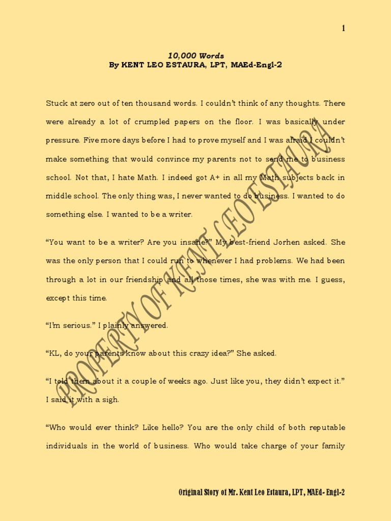 10,000 Words Kent's Story | PDF | Foods