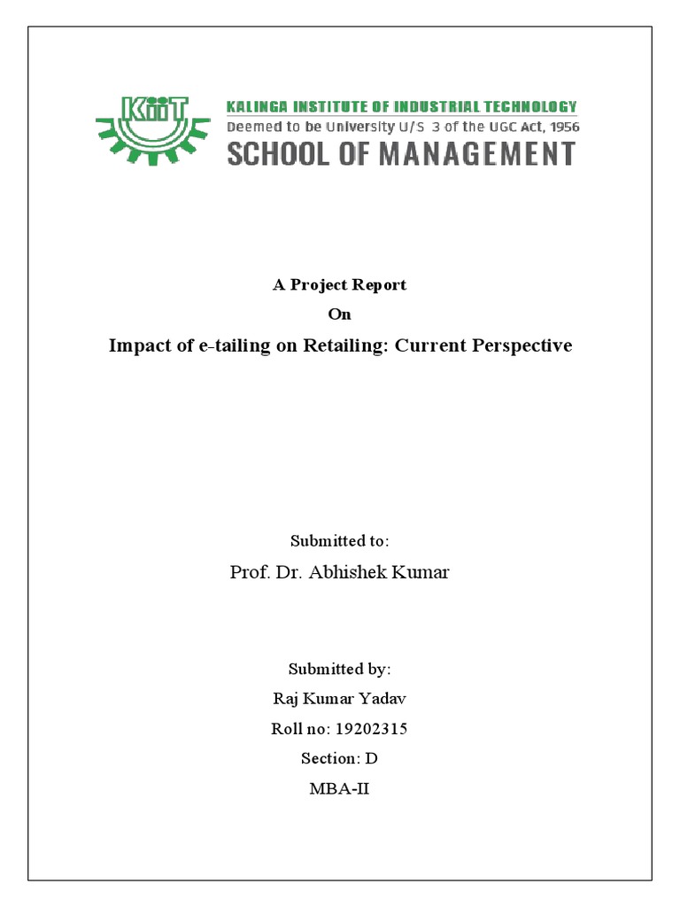 Raj Kumar Yadav 19202315 Sec D RM Project | PDF | E Commerce | Online Shopping