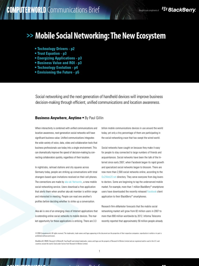 Mobile Social Networking | PDF | Black Berry Limited | Social ...