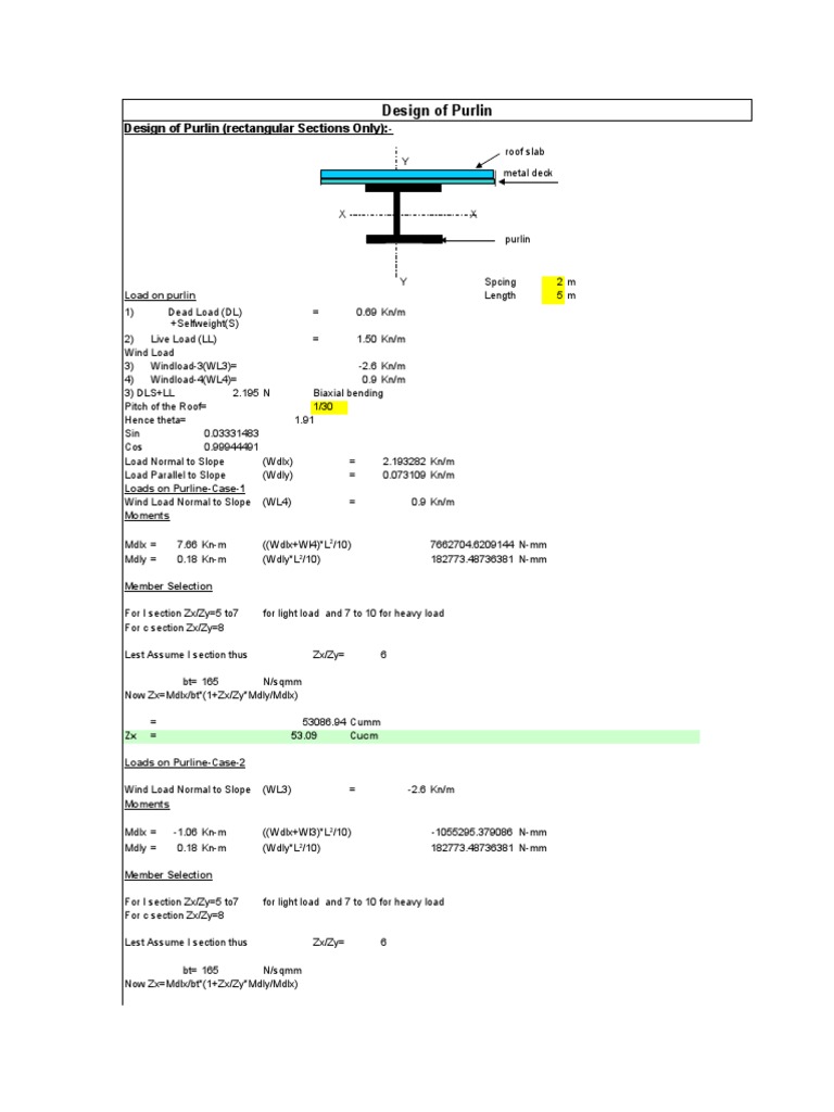 Design of Purlin (Rectangular Sections Only) | PDF | Materials ...