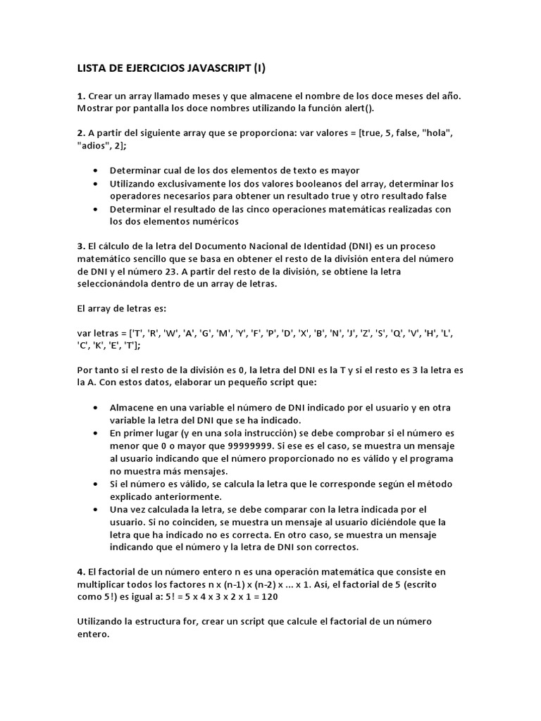 Lista Ejercicios 1 | PDF | Función (Matemáticas) | Estructura de datos de matriz