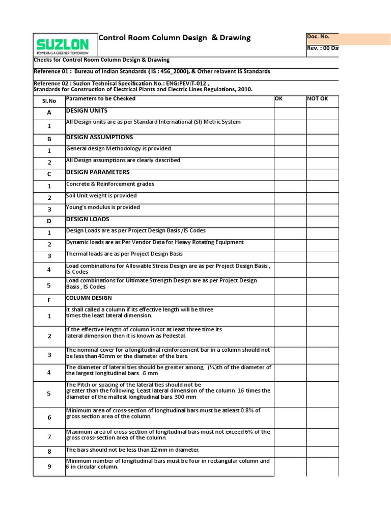 Checklist For Column Design & Drawing | PDF | Column | Civil Engineering