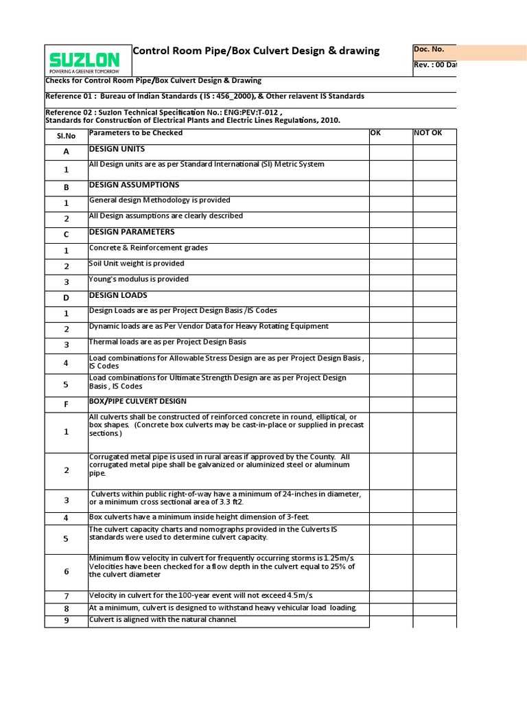 Checklist For Pipe - Box Culvert Design & Drawing | PDF | Pipe (Fluid ...