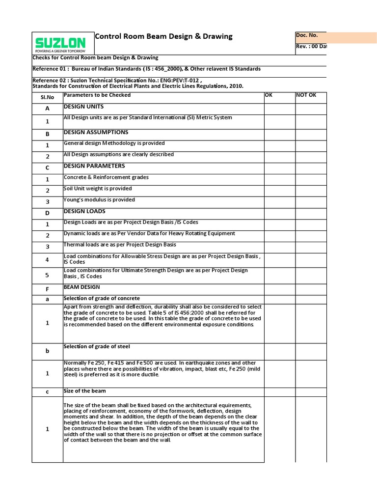 Checklist For Beam Design & Drawing | PDF | Beam (Structure) | Concrete