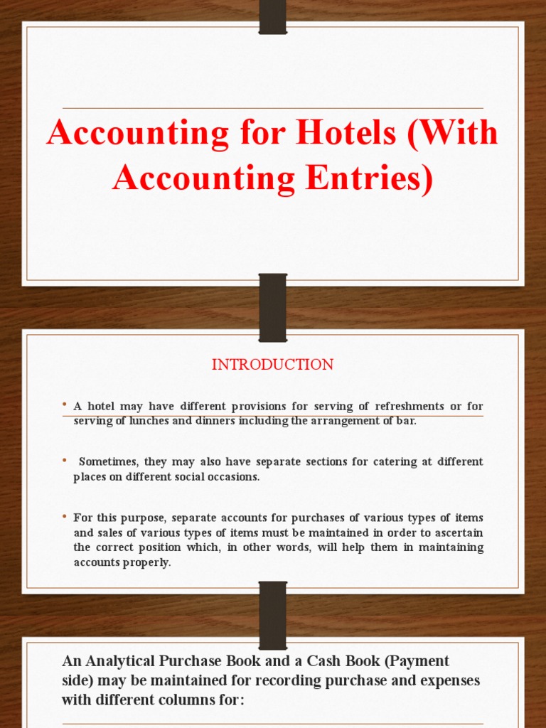 Accounting For Hotels (With Accounting Entries) | PDF | Debits And ...