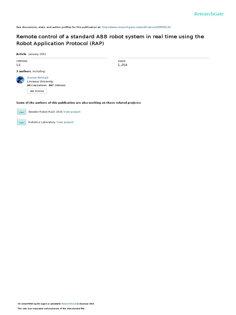 Remote Control of A Standard ABB Robot System in R | PDF | Subroutine | Computer Program