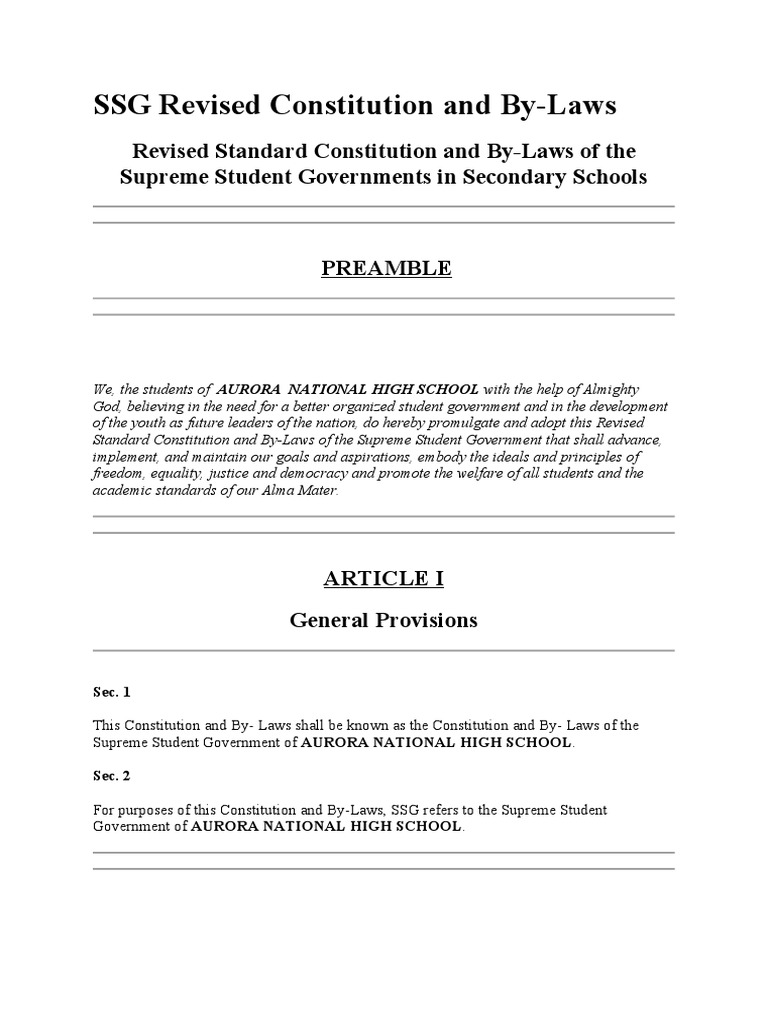 SSG Constitution and By-Laws Overview | PDF | Constitutional Amendment ...