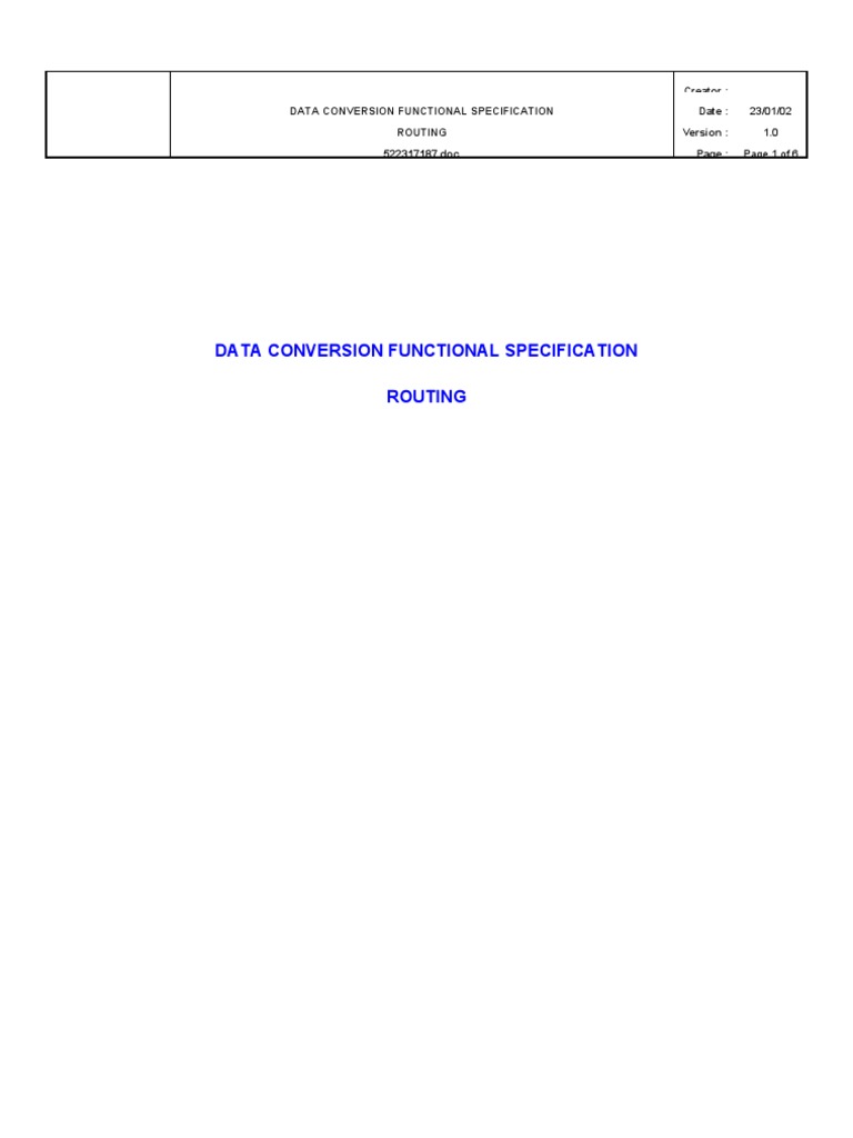 6 - Data Conversion Specification - ROUTING Template | PDF | Computing ...