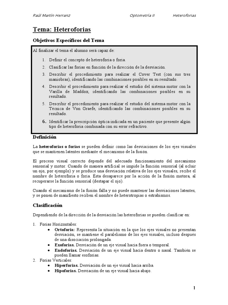 Heteroforias | PDF | Visión | Oftalmología