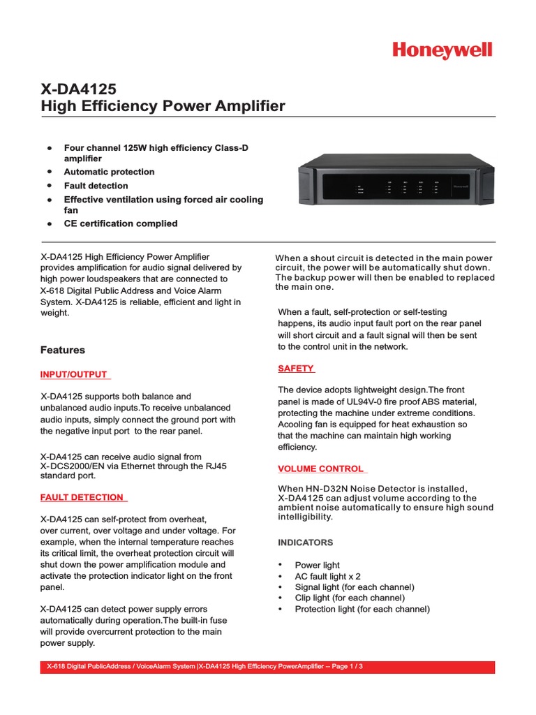 Datasheet X-DA4125 EN2.2 | PDF | Amplifier | Power Supply