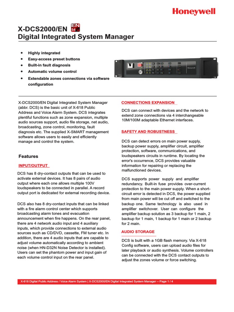 X-DCS2000/EN Digital Integrated System Manager | PDF | Power Supply ...