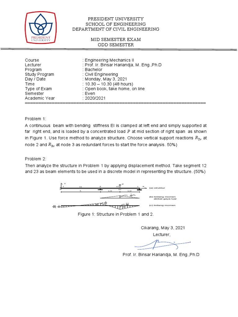 Final Exam Engineering Mechanics II 2021 - Kelvin | PDF | Physics ...