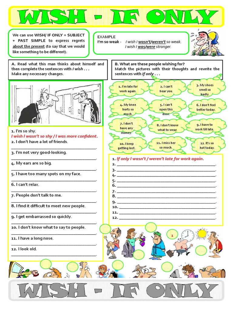Wish If Only For Present Regrets Grammar Drills Grammar Guides Sentence ...