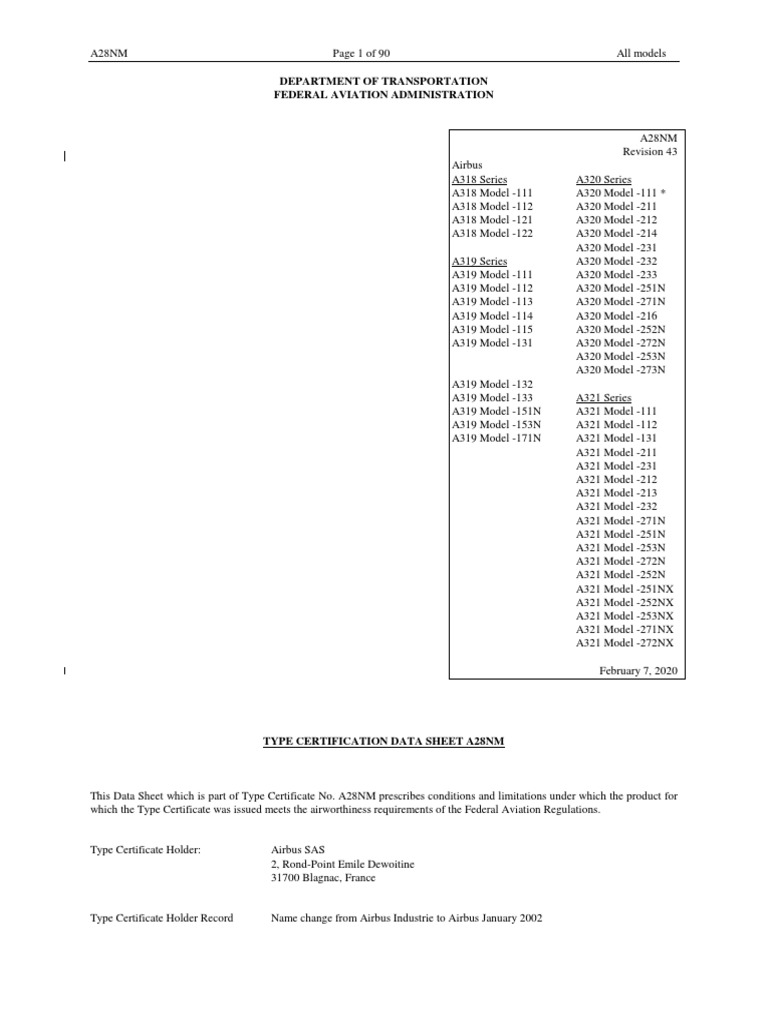 Faa A320 Tcds | PDF | Jet Fuel | Aviation