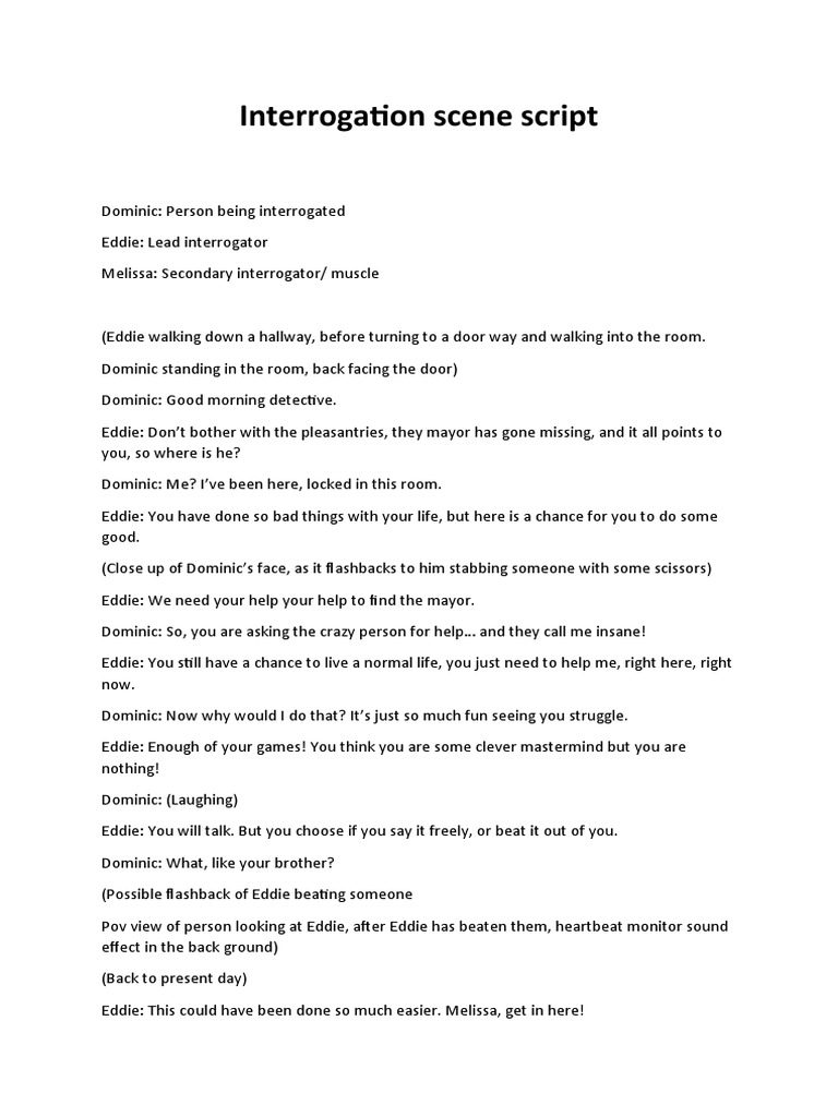 Interrogation Scene Script | PDF