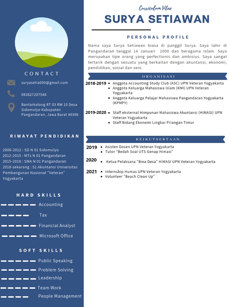 Profil Surya Setiawan: Akuntansi & Organisasi | PDF