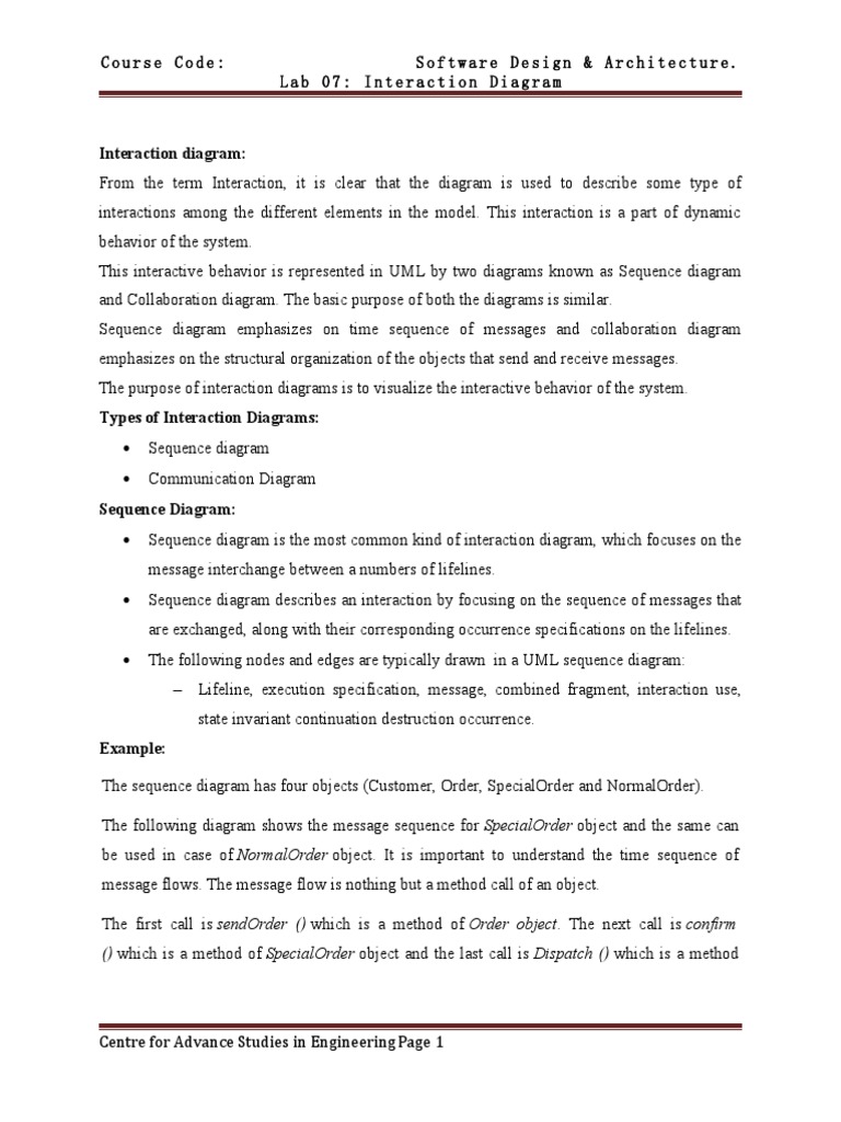 Lab 07 (Interaction Diagram) | PDF | Unified Modeling Language ...