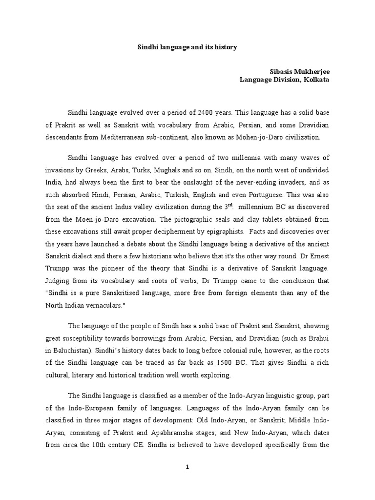 History and Evolution of Sindhi Language | PDF | Sanskrit | Sindh