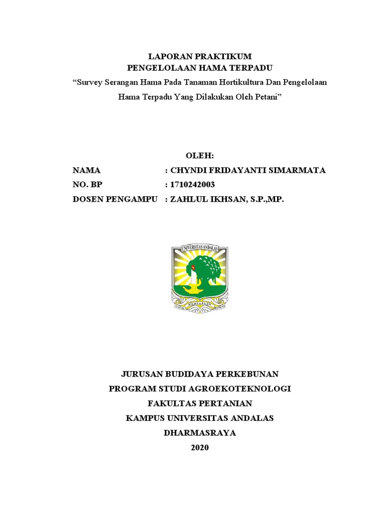 Laporan Praktikum 2 PHT - Chyndi Fridayanti Simarmata - 1710242003 | PDF