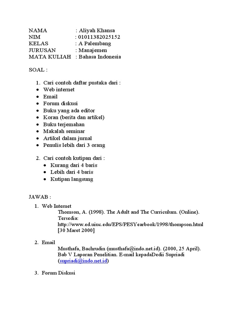 Aliyah Khansa - 01011382025152 - Daftar Pustaka 3 | PDF | Ilmu Sosial