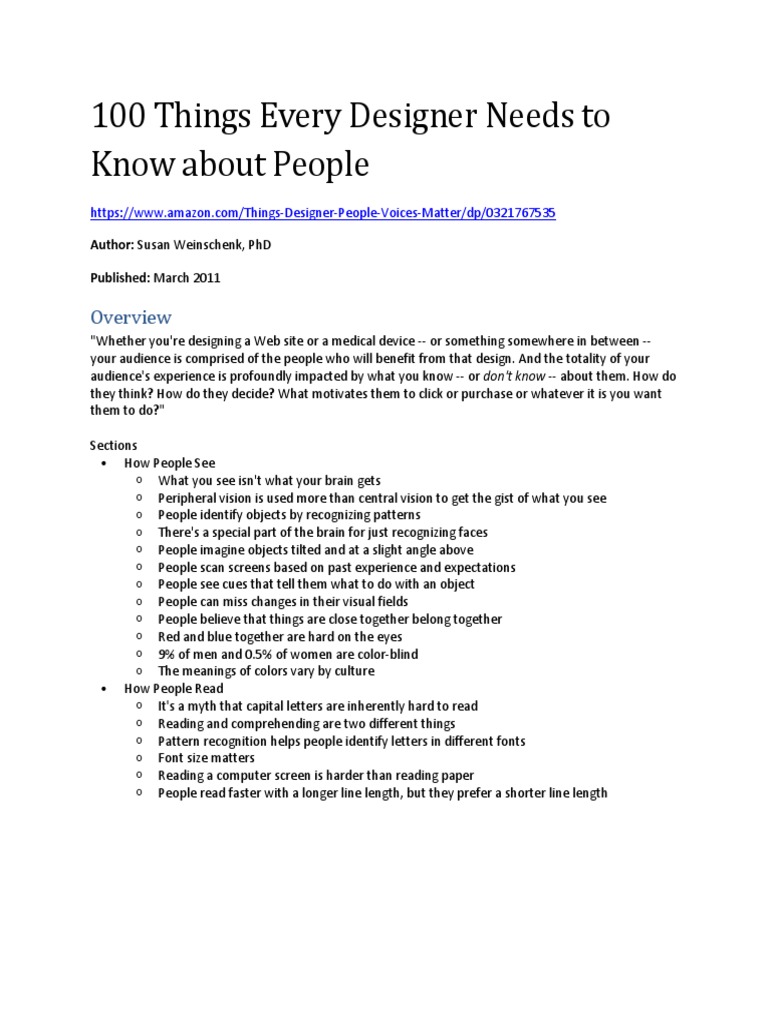 100 Things Every Designer Needs To Know About People | PDF | Attention ...
