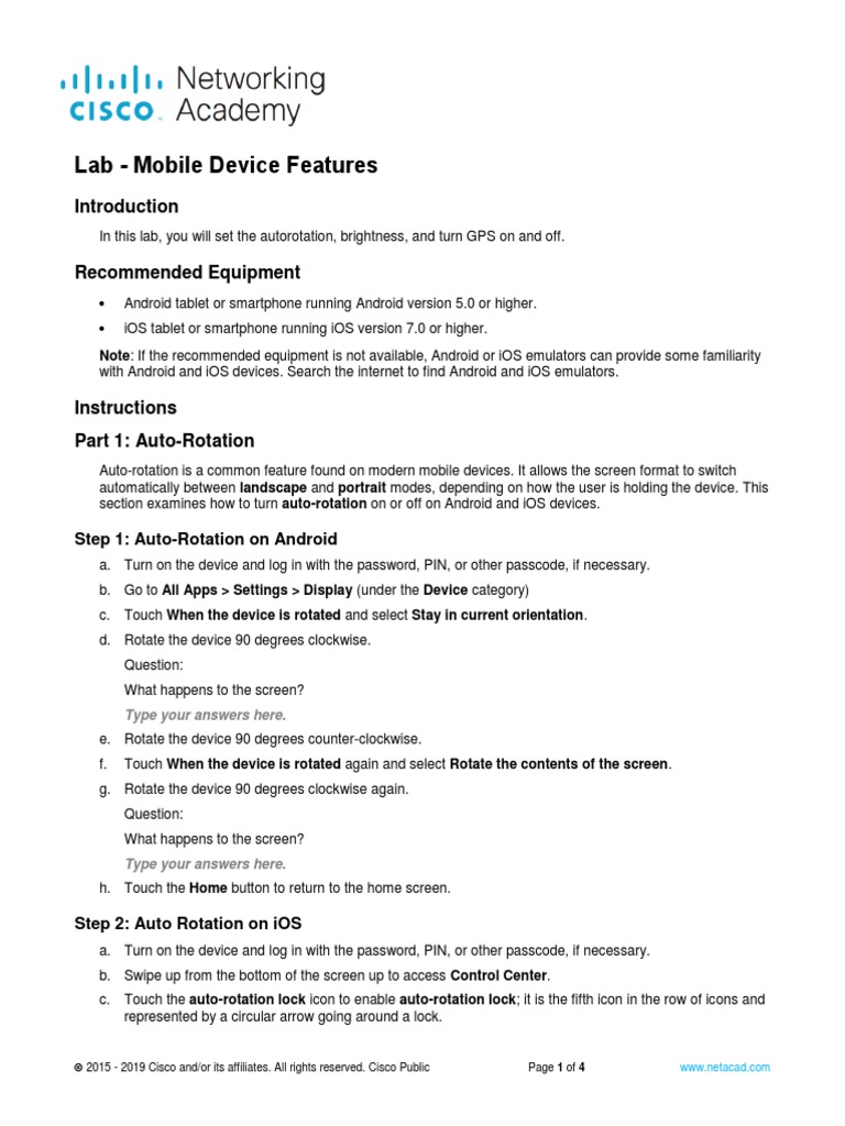 12.1.4.4 Lab - Mobile Device Features | PDF | Ios | Mobile App