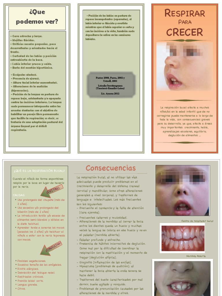 Respiracion Bucal Triptico | PDF | Especialidades Medicas | Bienestar