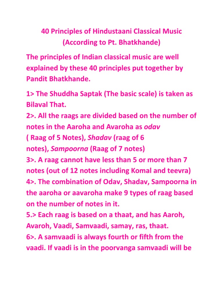 40 Principles of Hindustaani Classical Music | PDF | Traditional Music ...