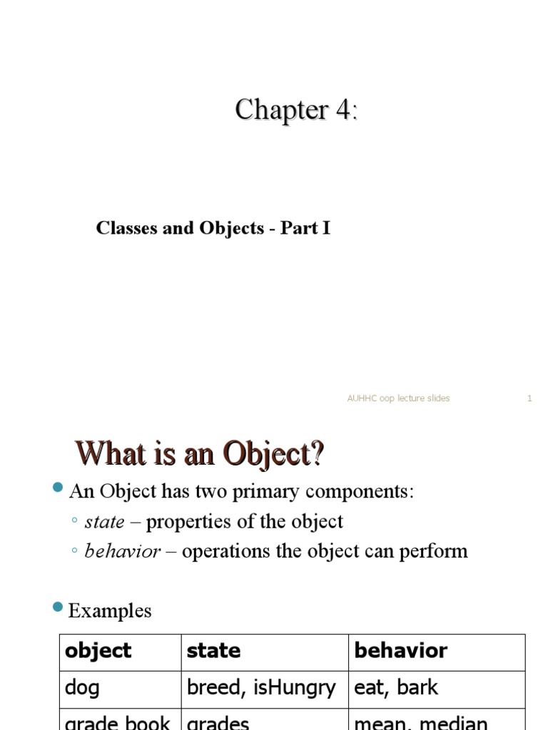 Chapter 4 Classes And Objects Pdf Constructor Object Oriented Programming Programming